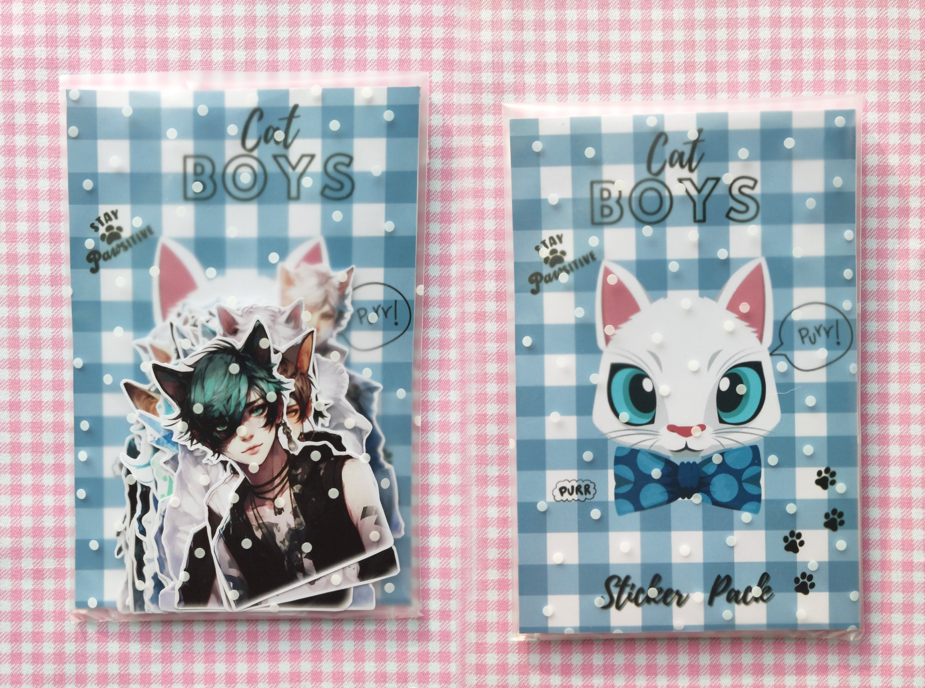 Cat Boy Stickers Pack Male Edition in Glossy and Holographic - Etsy