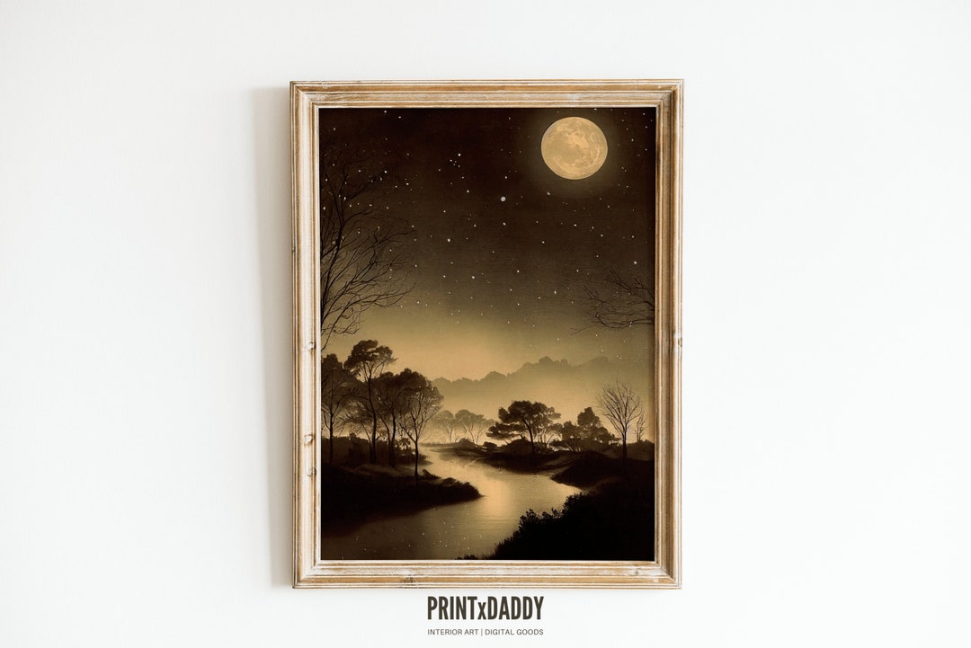 Full Moon Print | Printable Wall Art | Printable Wall Decor | Moody Art ...