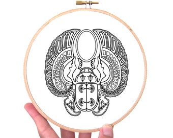 Scarab Beetle Folk Art Embroidery Pattern Flower Beetle Embroidery ...