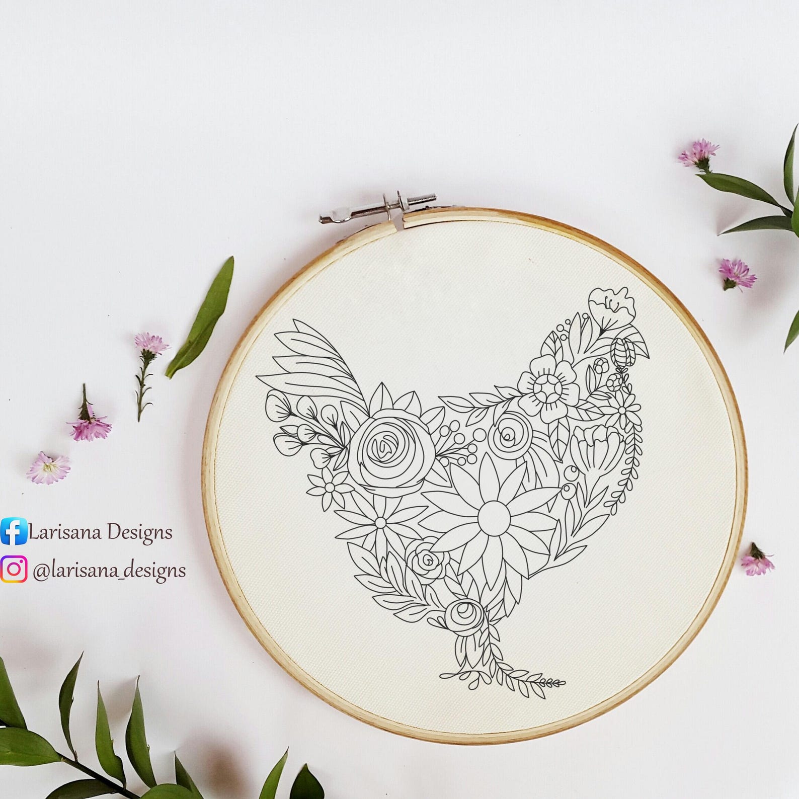 Floral Rooster Hand Embroidery Pattern: Beginner-friendly DIY (PDF) - Etsy