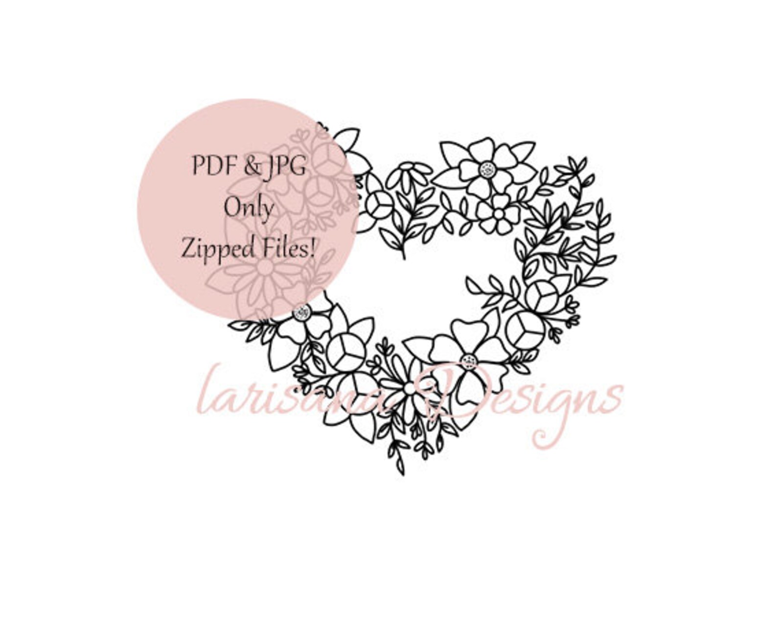 PDF Pattern/embroidery Pattern/heart Embroidery/flower Pattern ...