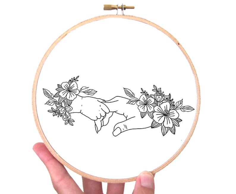 Holding Hands Embroidery Pattern Instant Download, New Mom Embroidery ...