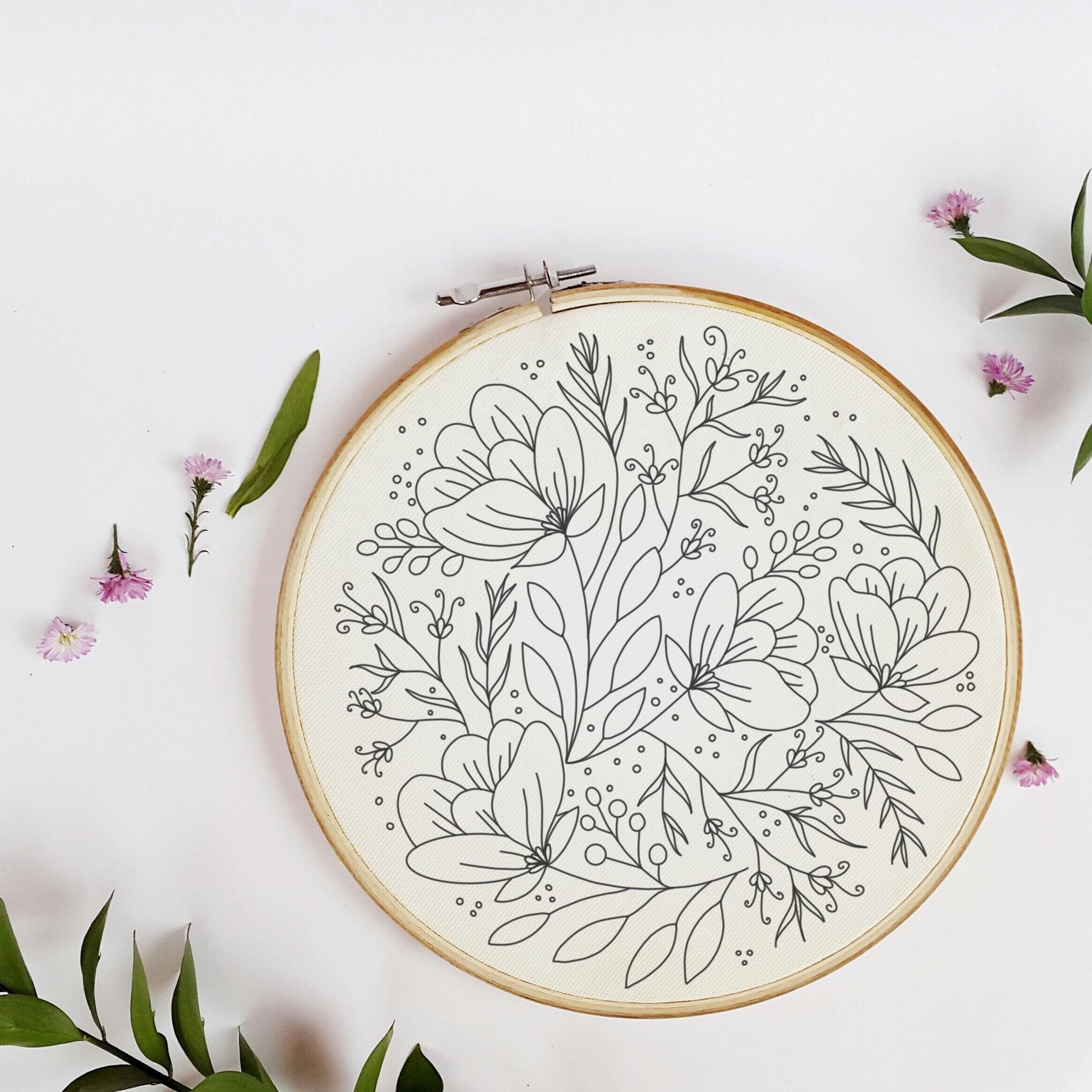 Blooming Flowers Hand Embroidery Pattern, PDF & JPG, Easy Embroidery ...