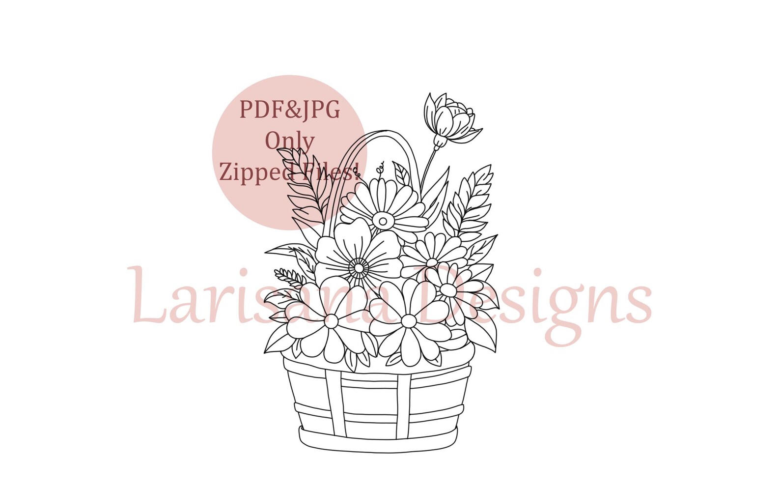 Flower Basket Hand Embroidery Pattern: Floral Line Art (digital ...
