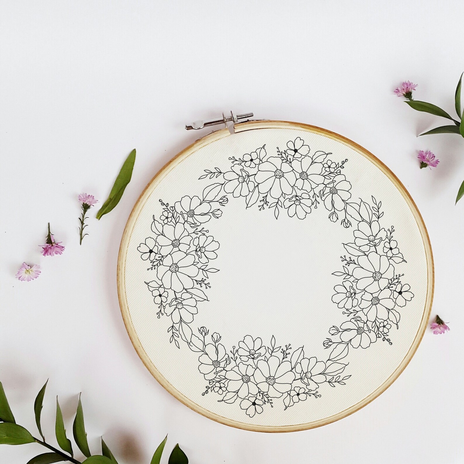 Floral Wreath Embroidery Pattern: Frame Design (PDF Download) - Etsy