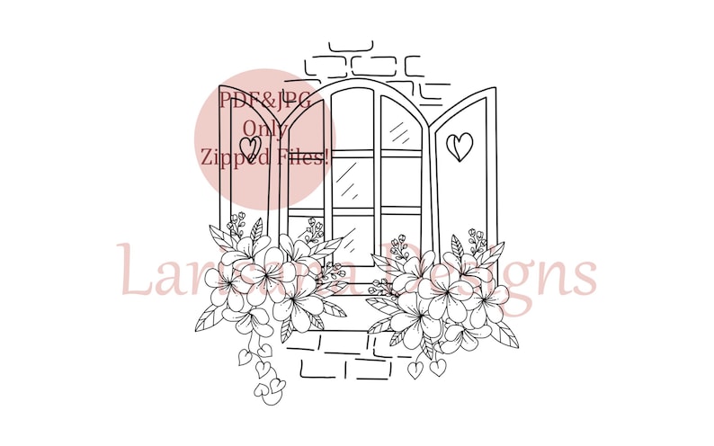 Floral Window Hand Embroidery Pattern, Window Pattern, Spring Pattern ...