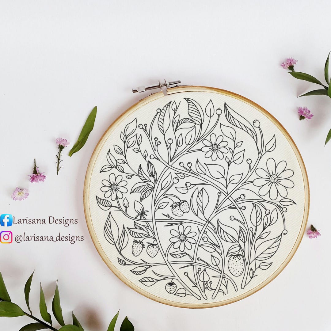 Floral Wreath Hand Embroidery Pattern: Blooming Spring Flowers (PDF ...