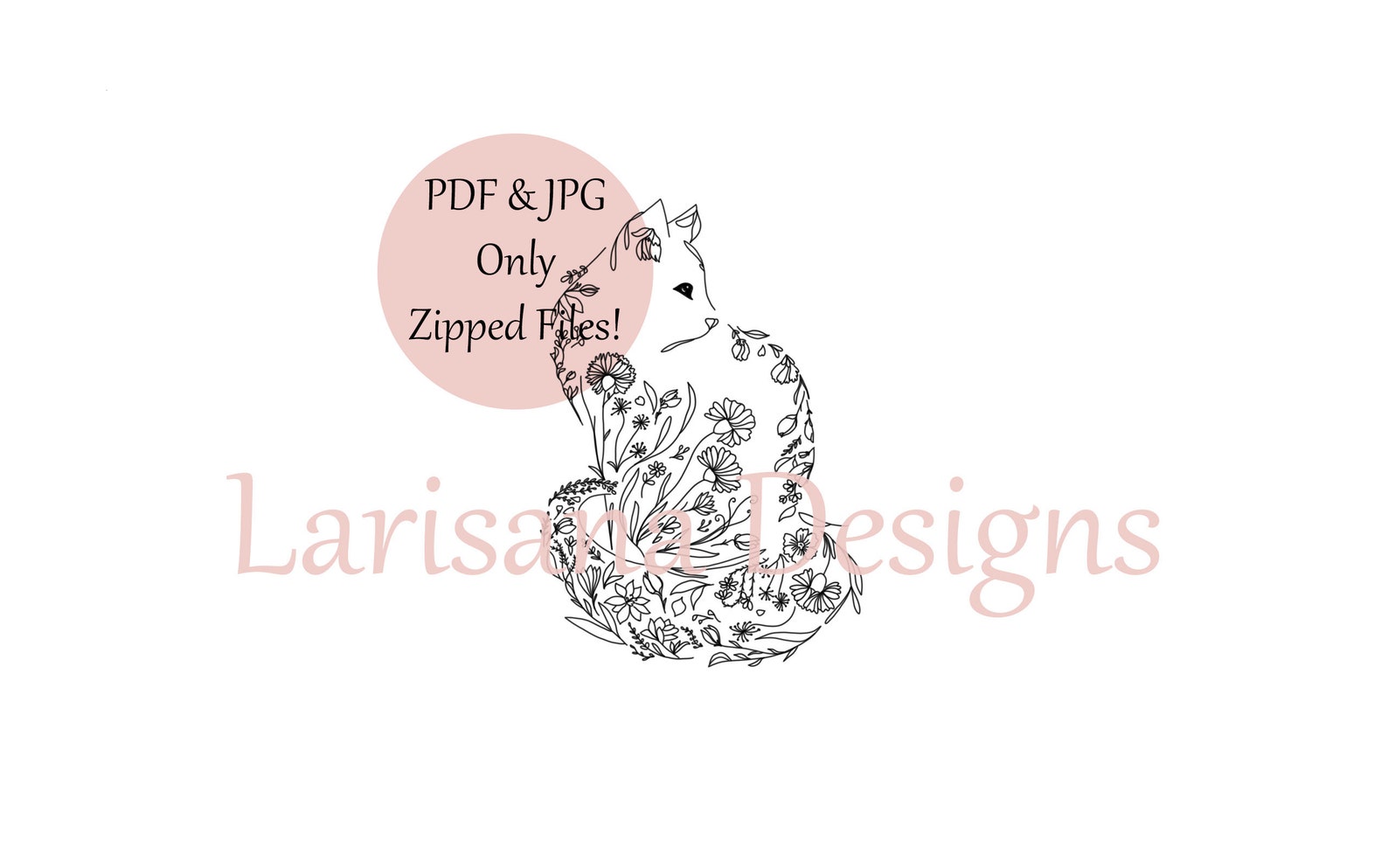 Cat Floral Hand Embroidery Pattern, Cat Silhouette Embroidery ...