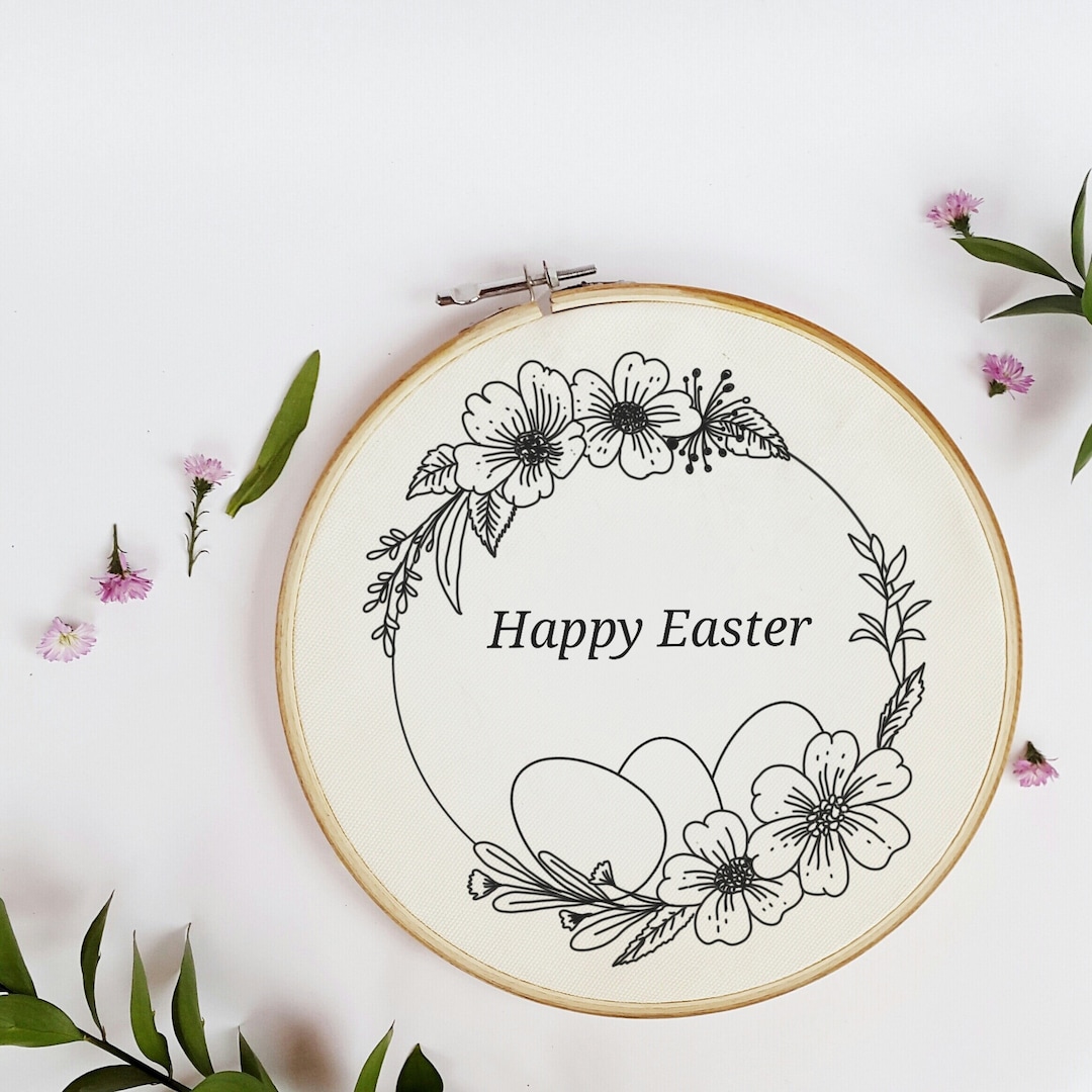 Easter Egg Embroidery Pattern, Happy Easter Embroidery PDF, Easter Hand ...