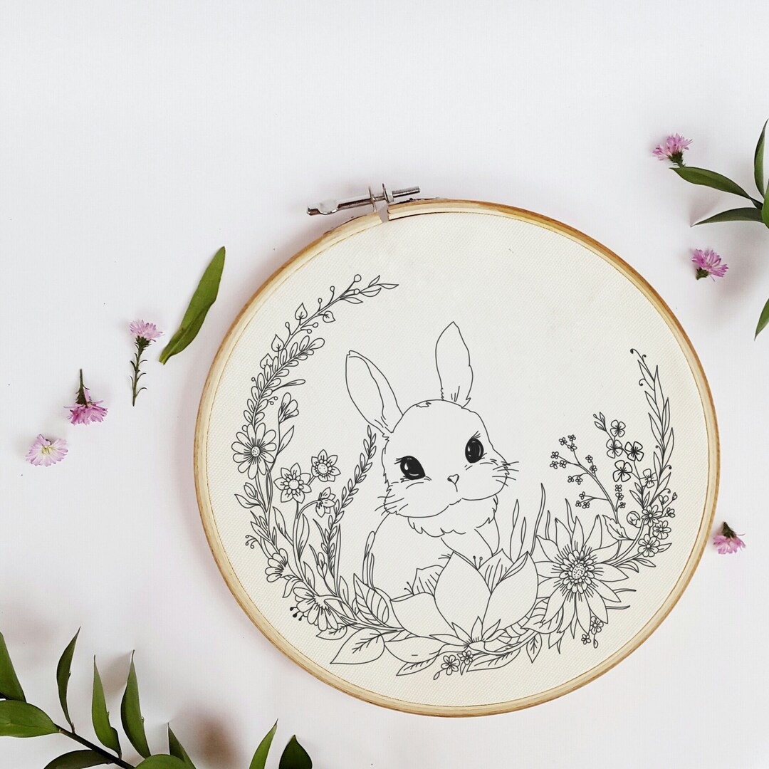 Rabbit Hand Embroidery Pattern, Easy Hand Embroidery Pattern in JPG and ...