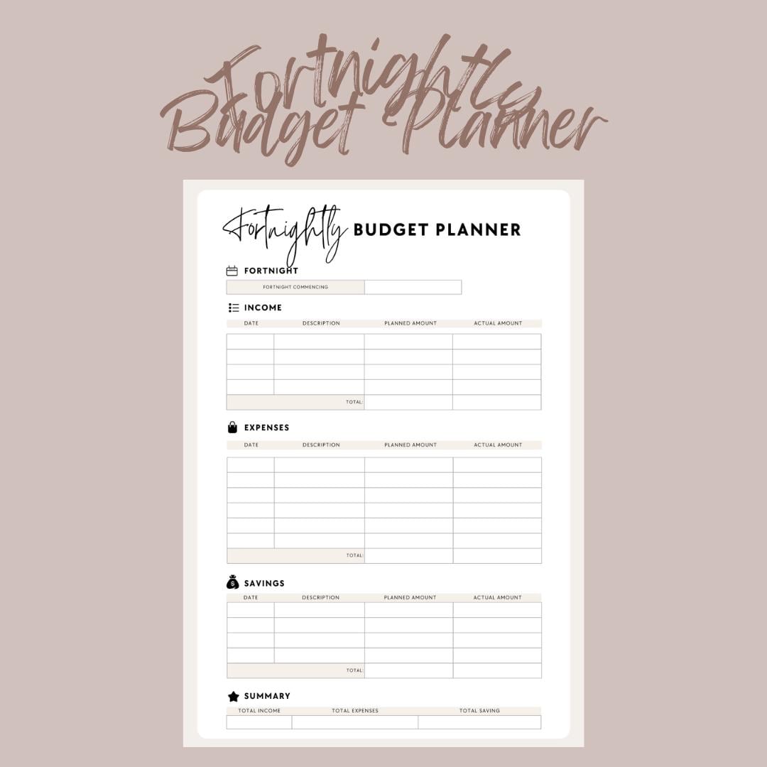 Fortnightly Budget Planner - Etsy
