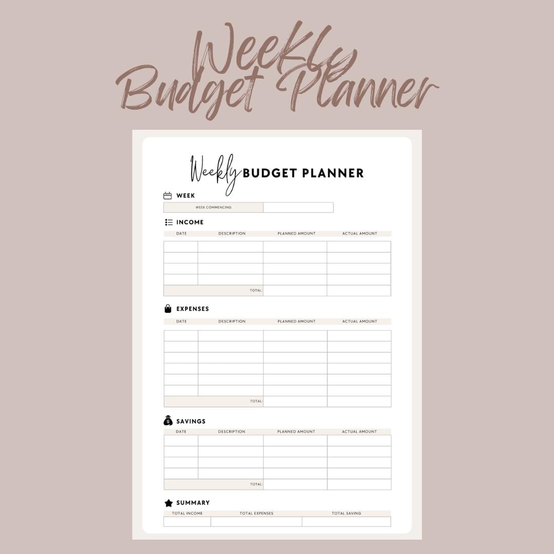 Basic Weekly Budget Planner - Etsy