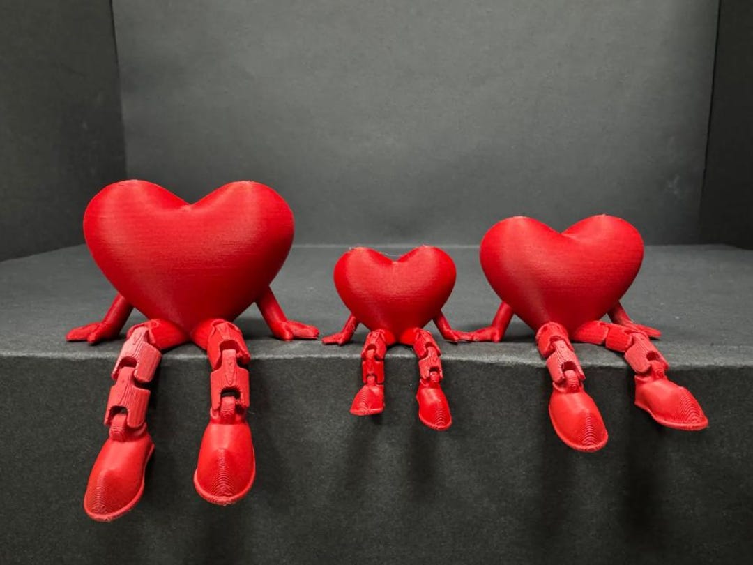 3 Pack Flexi Heart With Hanging Legs Poseable Heart Toy Heart Figurines ...