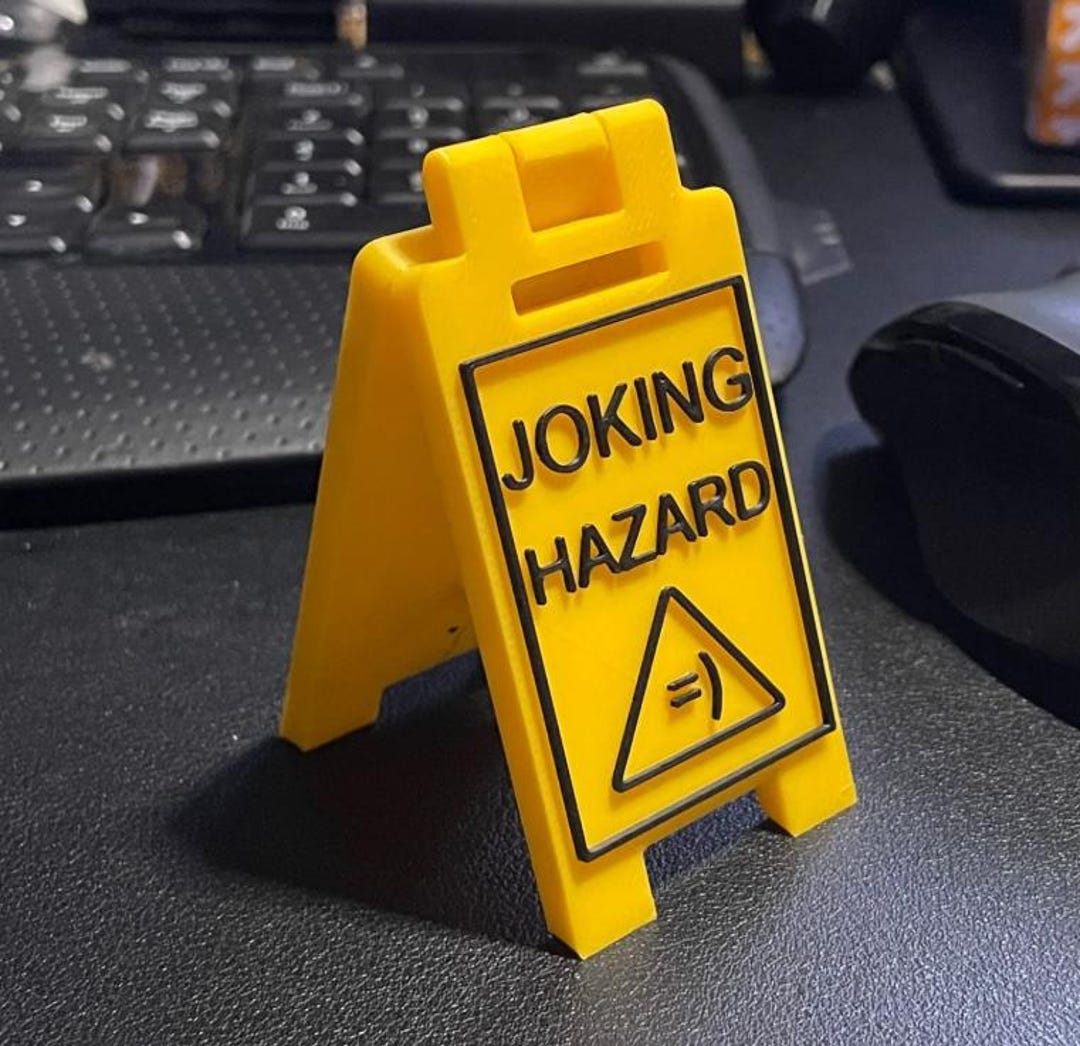 Mini Joking Hazard Sign Reversible Warning Sign Playful Shelf Piece ...
