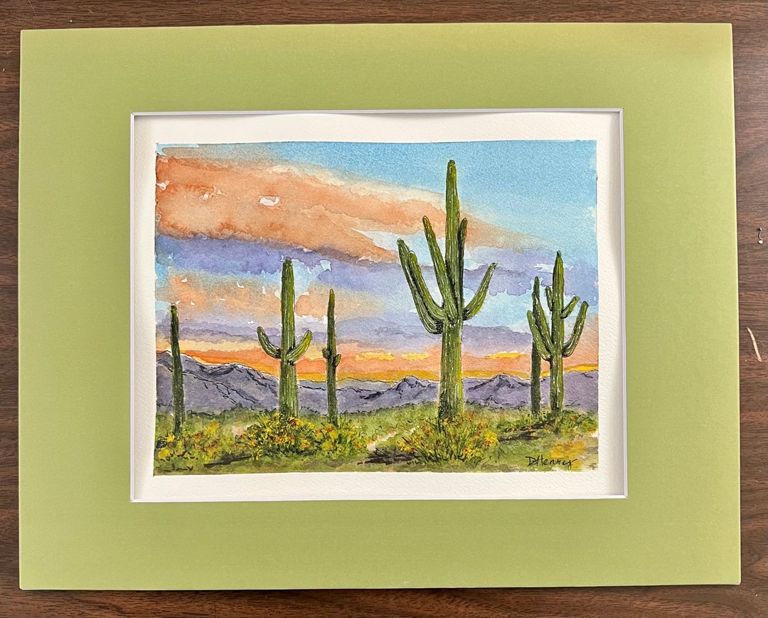 Desert Sunset Original Watercolor - Etsy