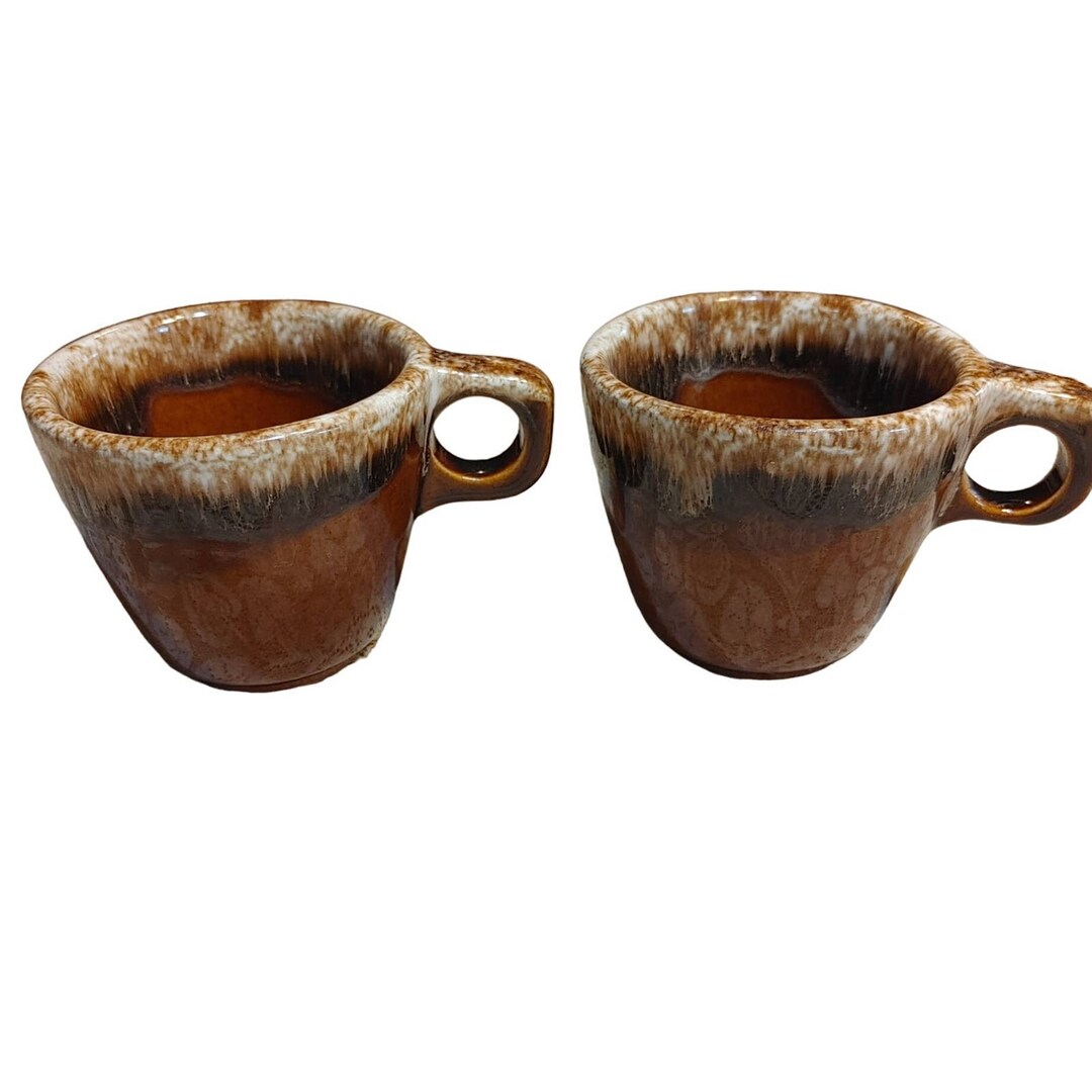 Coffee Couple Hull Oven Proof Brown Coffee Cups Mugs 2 Mid Century Free ...