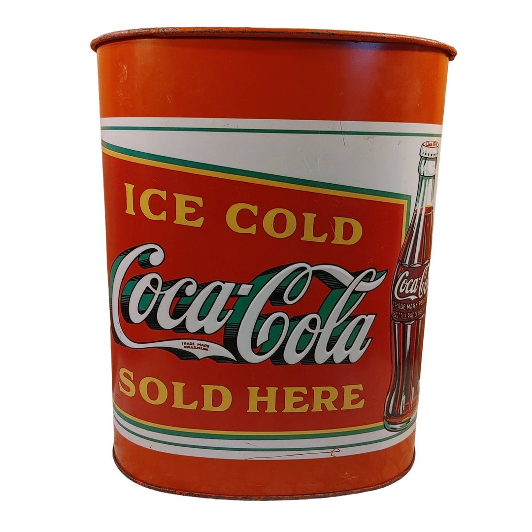 Coke Can Vintage Coca-cola Trash Can Advertising Embossed - Etsy