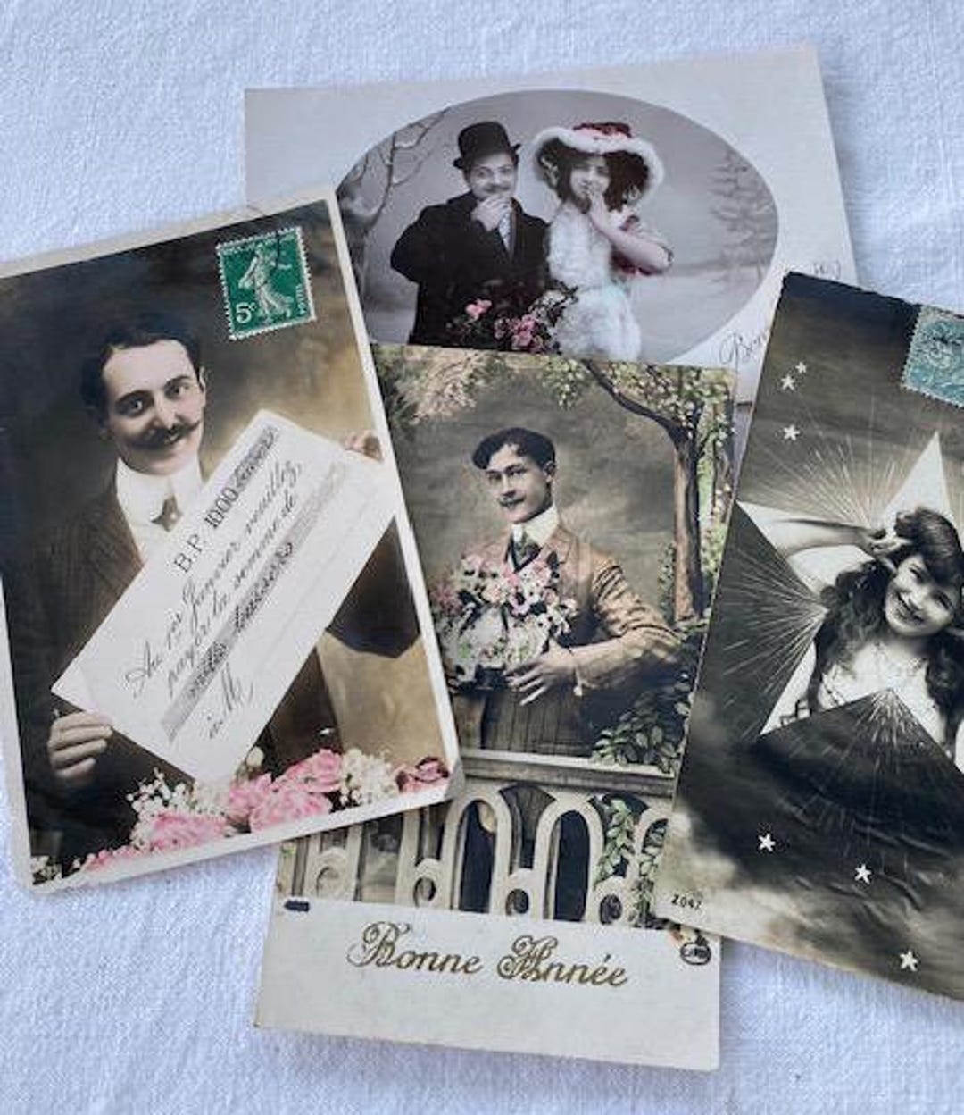 4 Authentic Vintage French Postcards Great for Junk Journals, Mixed ...