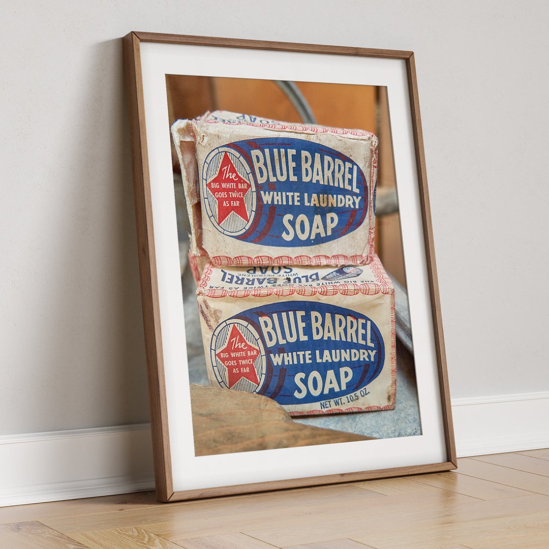 Vintage Blue Barrel White Laundry Soap, Vintage Collectible Photograph ...