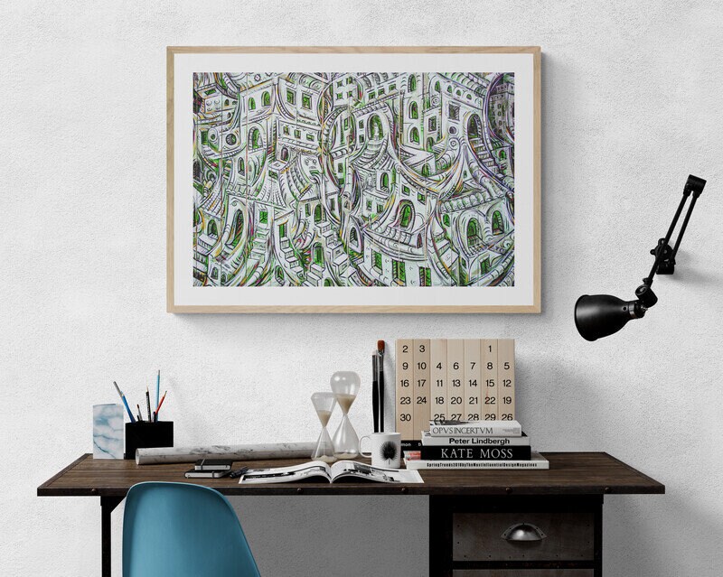 Escher-inspired Optical Illusion Mural Print – San Francisco Street Art ...