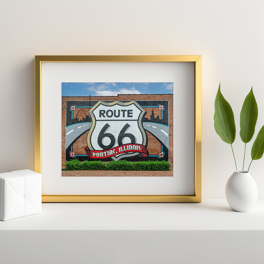 Captivating Route 66 Wall Mural Photograph in Pontiac, IL, Vintage ...