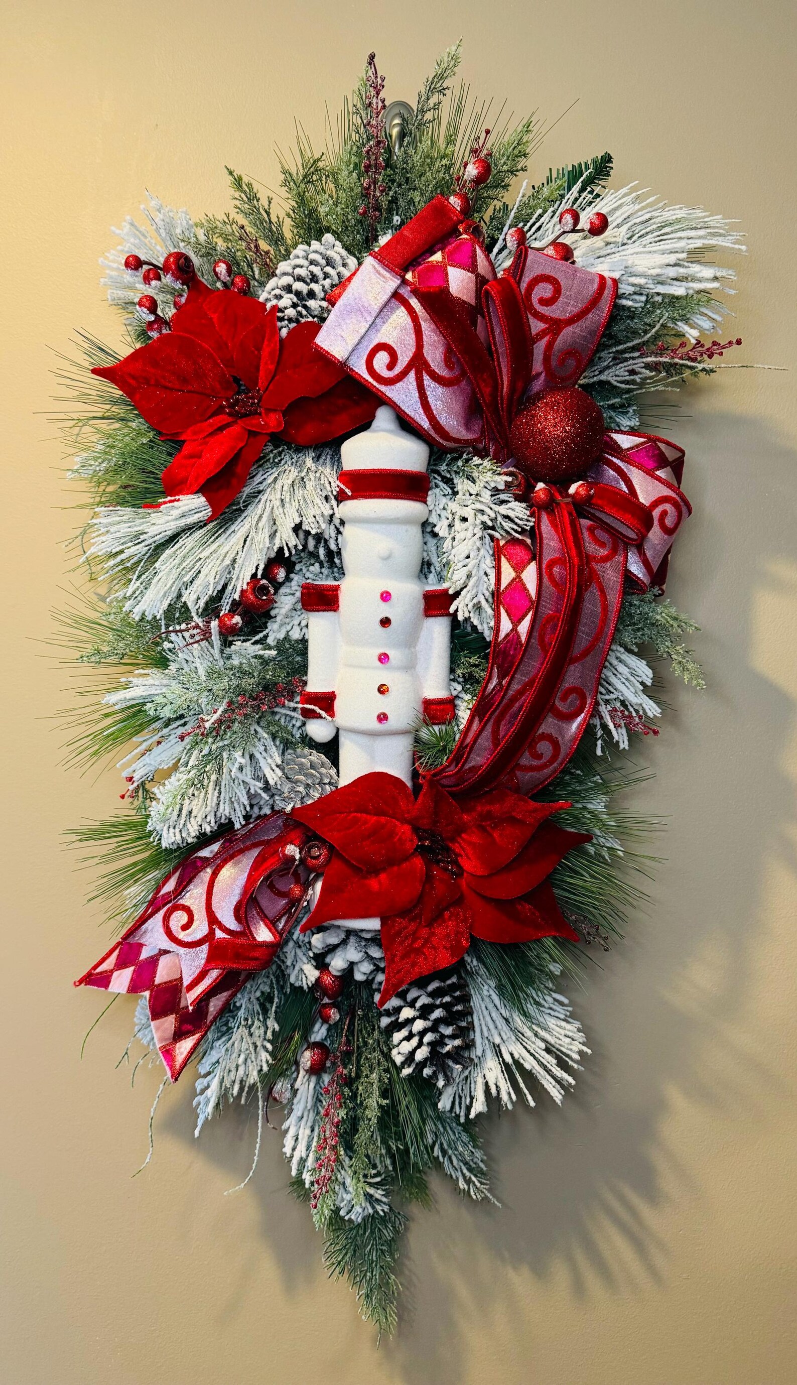Flocked Nutcracker Swag for Front Door, Front Porch, Interior Decor ...