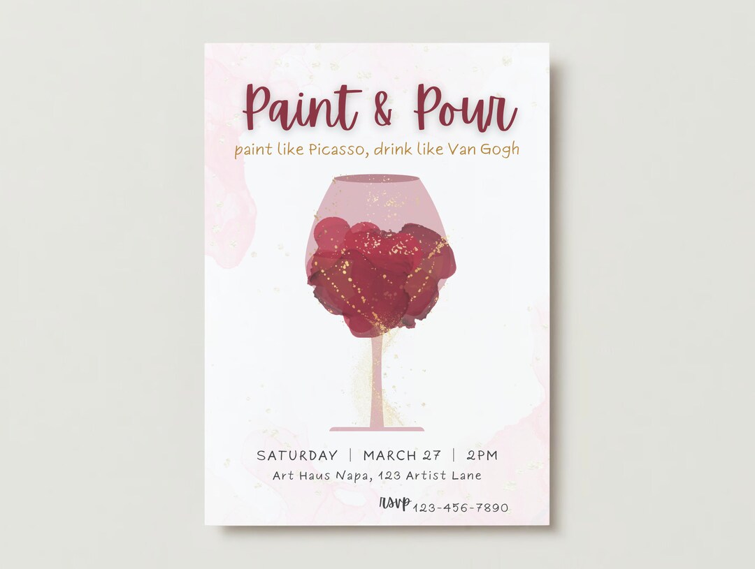 Paint Night Invitation, Paint and Sip Birthday Party, Paint and Pour ...