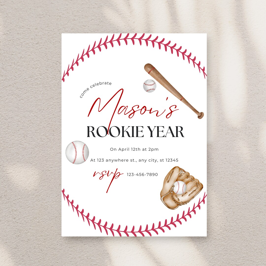 Rookie Year Invitation Template - Etsy
