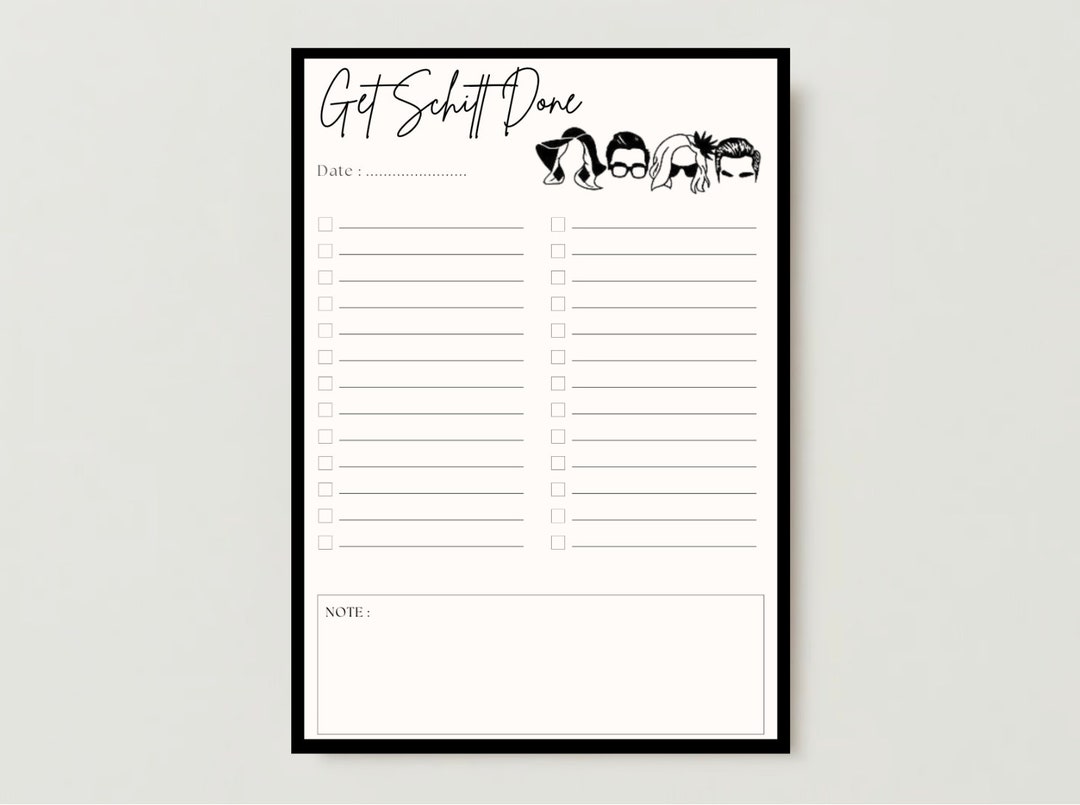 Schitt's Creek To-do List, Get Schitt Done, Printable PDF | Instant ...