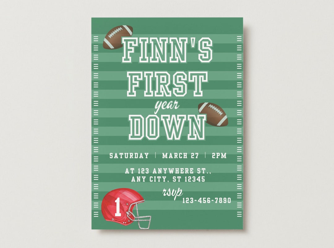 First Year Down Invitation Template - Etsy
