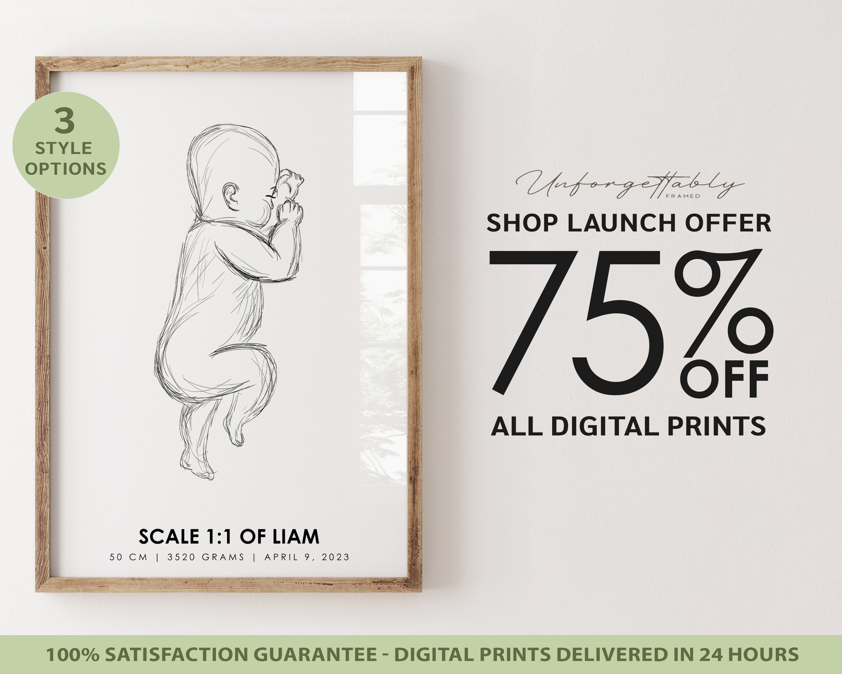 Baby Birth Poster Scale 1:1 Nursery Print Decor Gifts for - Etsy