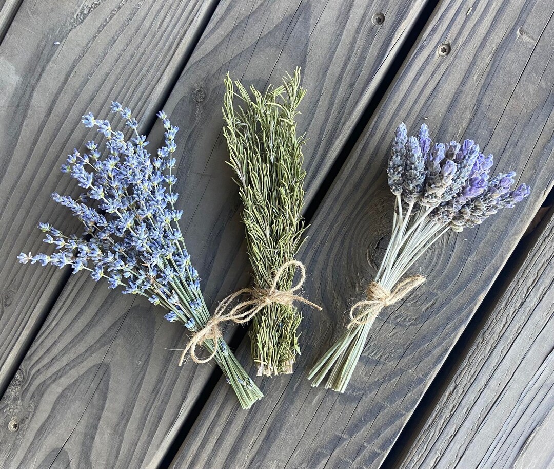 Herbal Bundles of Dried French and English Lavender, Oregano, Sage and ...