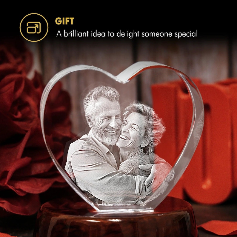 Personalized Heart Memorial, Laser Etched Crystal, Forever in Our Heart ...