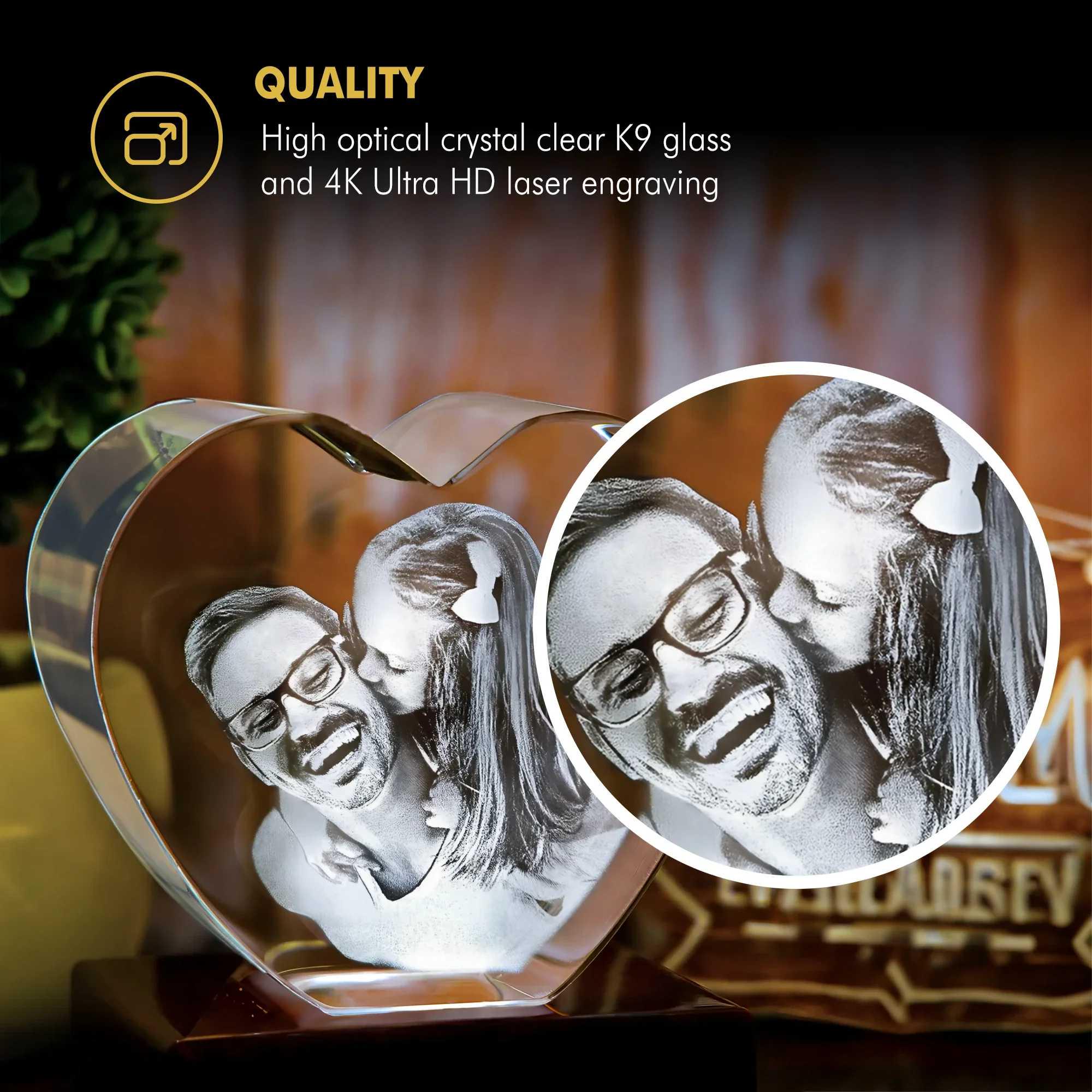 Personalized Heart Memorial, Laser Etched Crystal, Forever in Our Heart ...