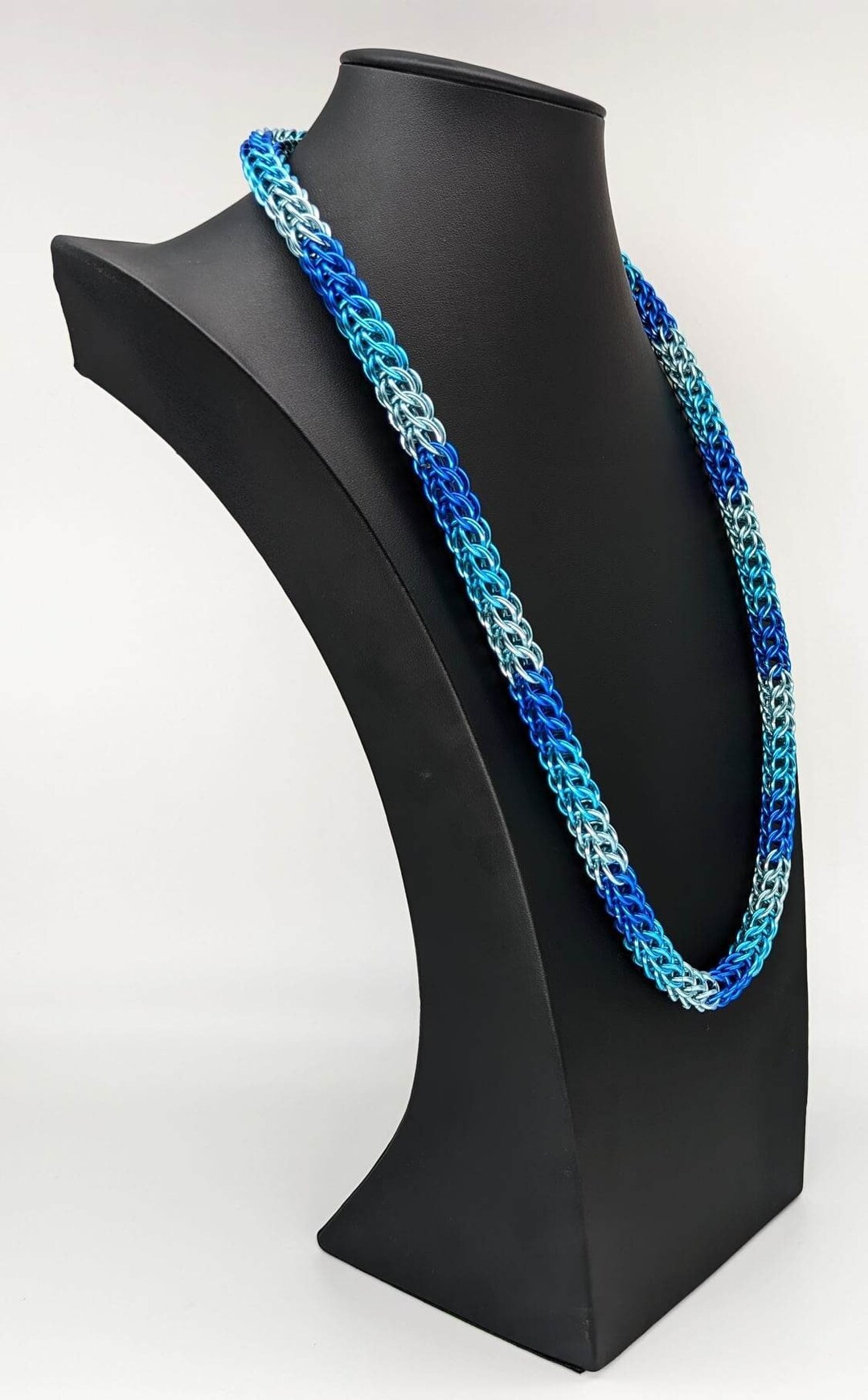 Chainmail Necklace Blue Ombre Handmade Customizable - Etsy