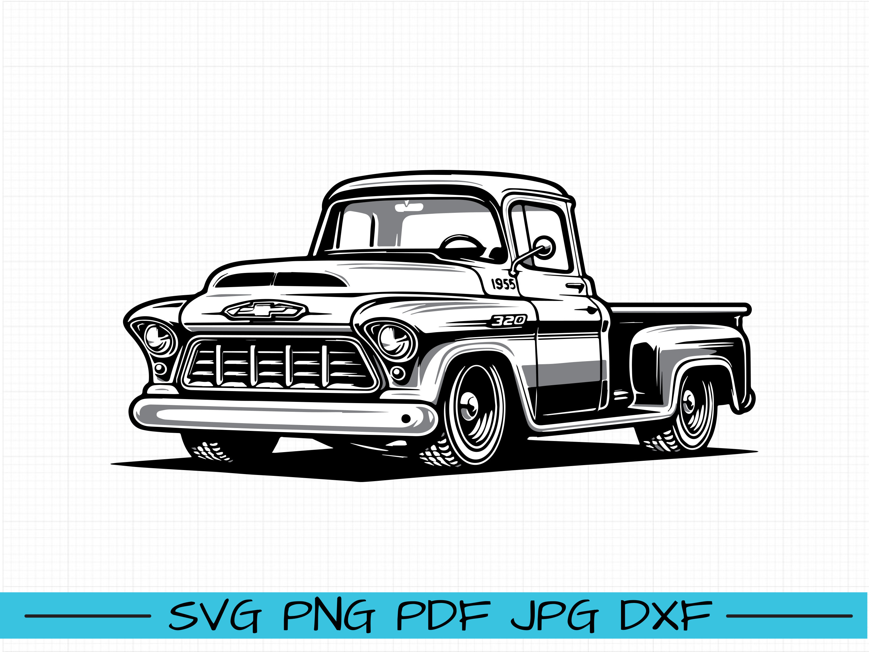 Chevrolet Truck 3200 1955 SVG, Cartoon Vector, Art, Silhouette - Etsy