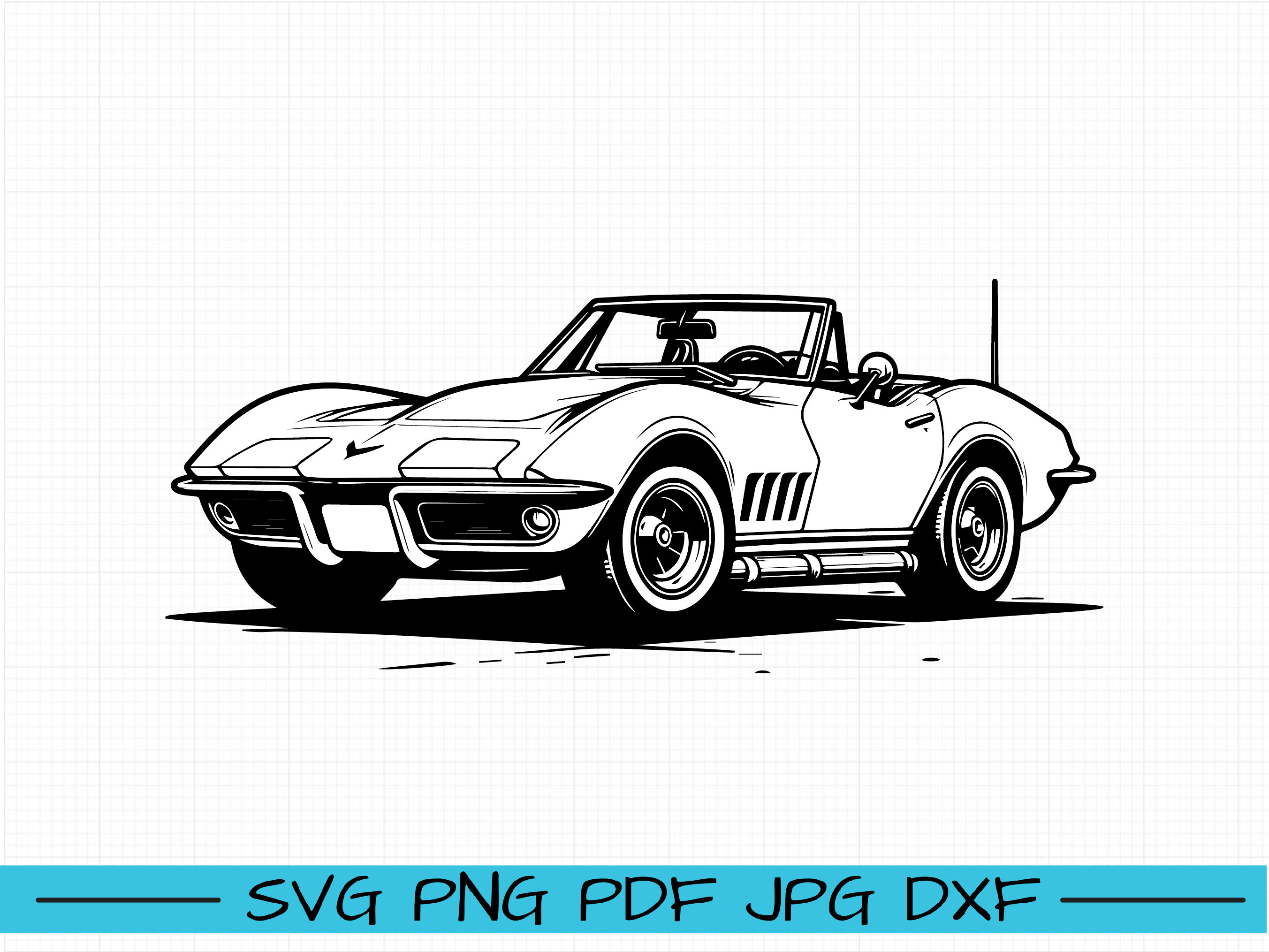 Corvette Convertible C2 SVG, Cartoon Vector, Art, Silhouette - Etsy