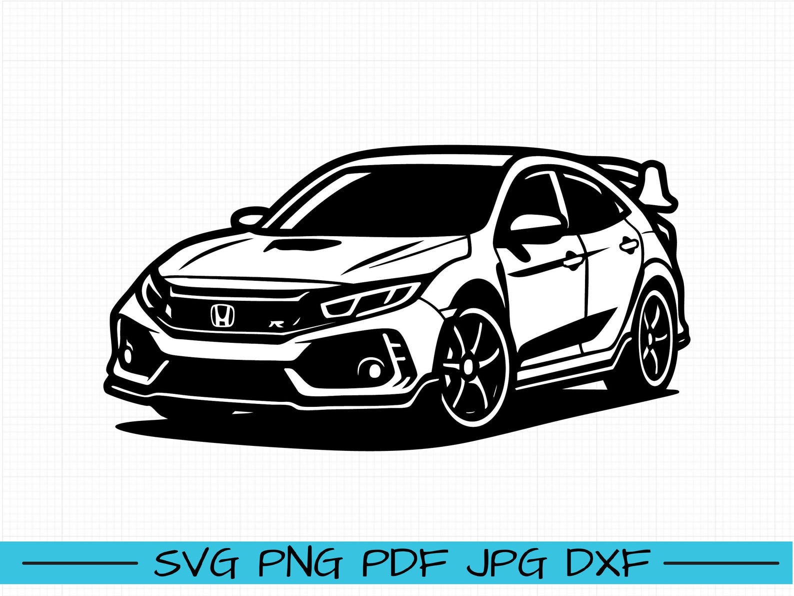 2017 Honda Civic Type R SVG, Cartoon Vector, Art, Silhouette - Etsy