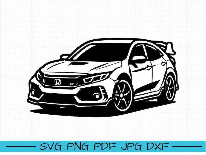 2017 Honda Civic Type R SVG, Cartoon Vector, Art, Silhouette - Etsy