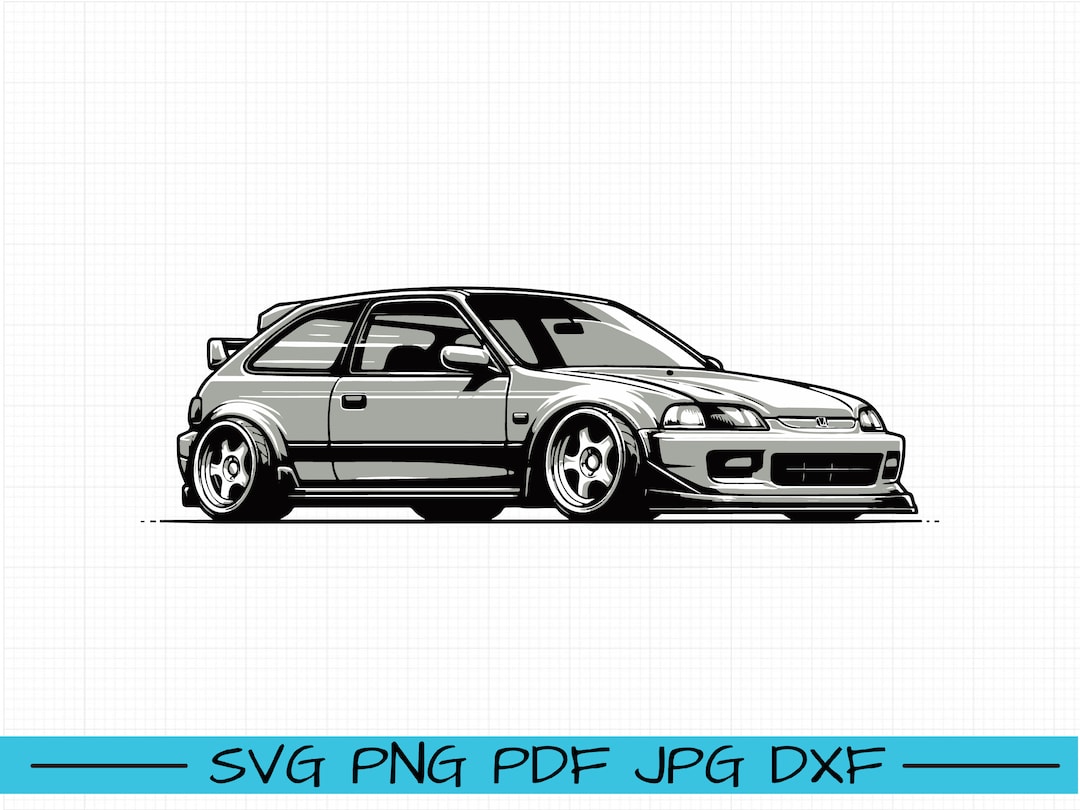 Honda Civic EK9 SVG, Cartoon Vector, Art, Silhouette - Etsy
