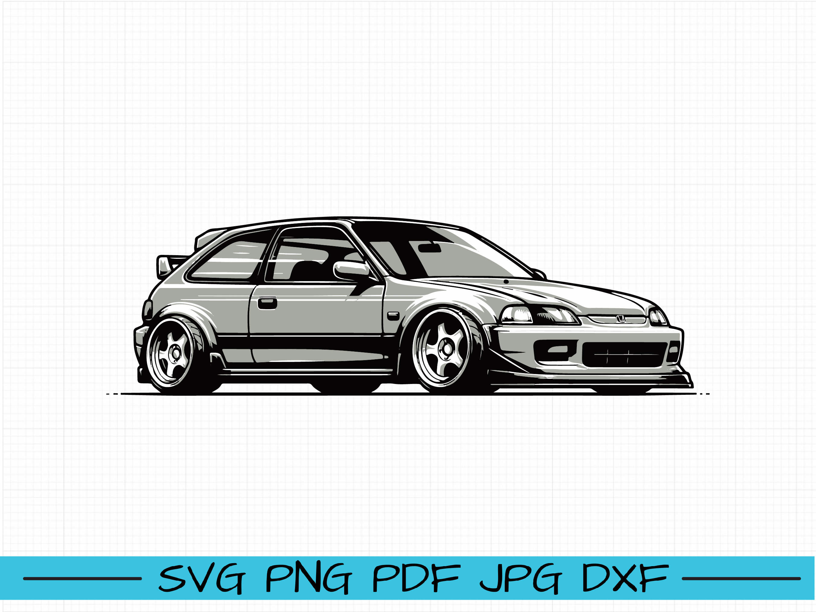 Honda Civic EK9 SVG, Cartoon Vector, Art, Silhouette - Etsy