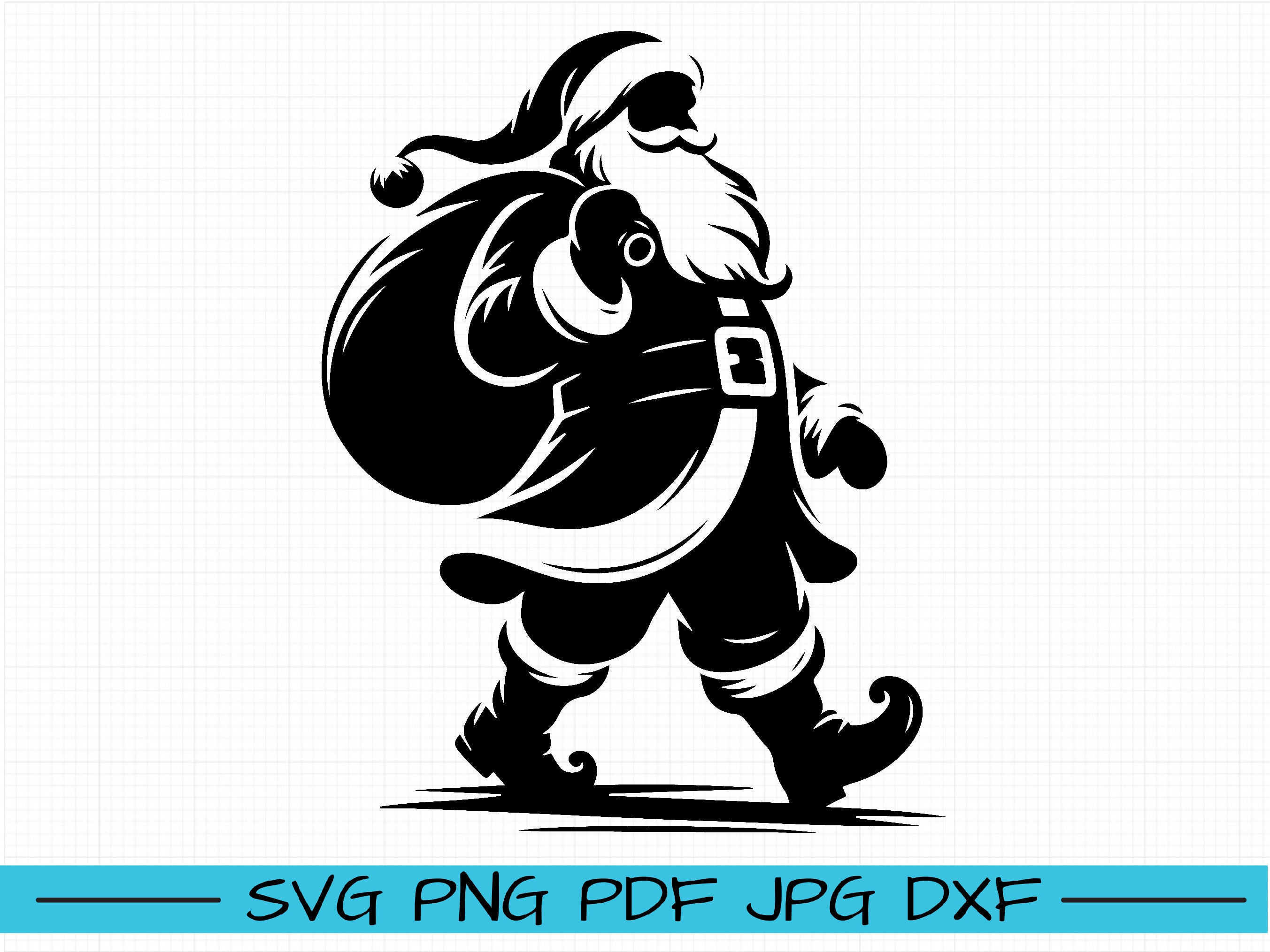 SVG Santa, Cartoon Vector, Art, Silhouette - Etsy