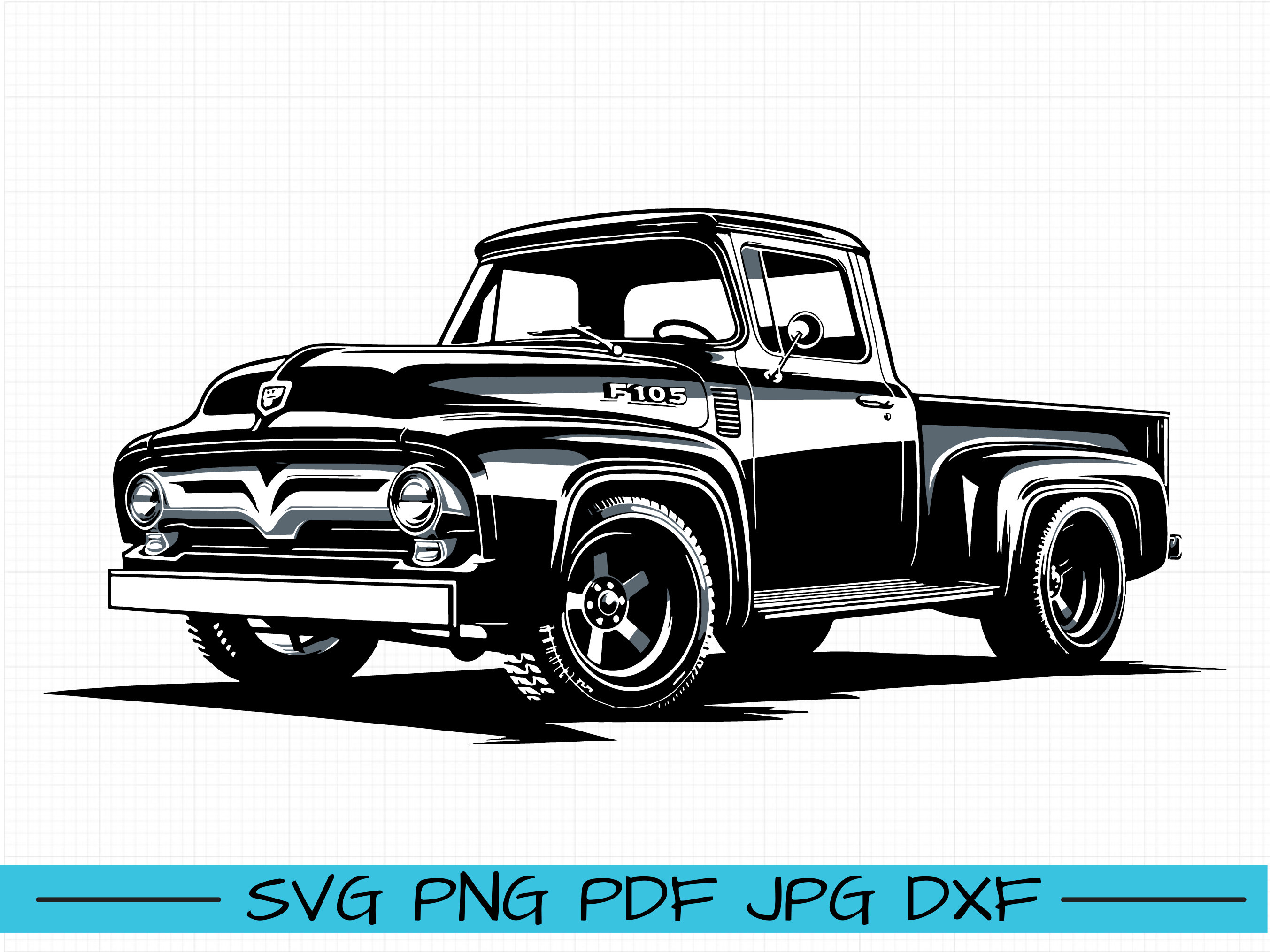 Ford F100 1955 SVG, Cartoon Vector, Art, Silhouette - Etsy