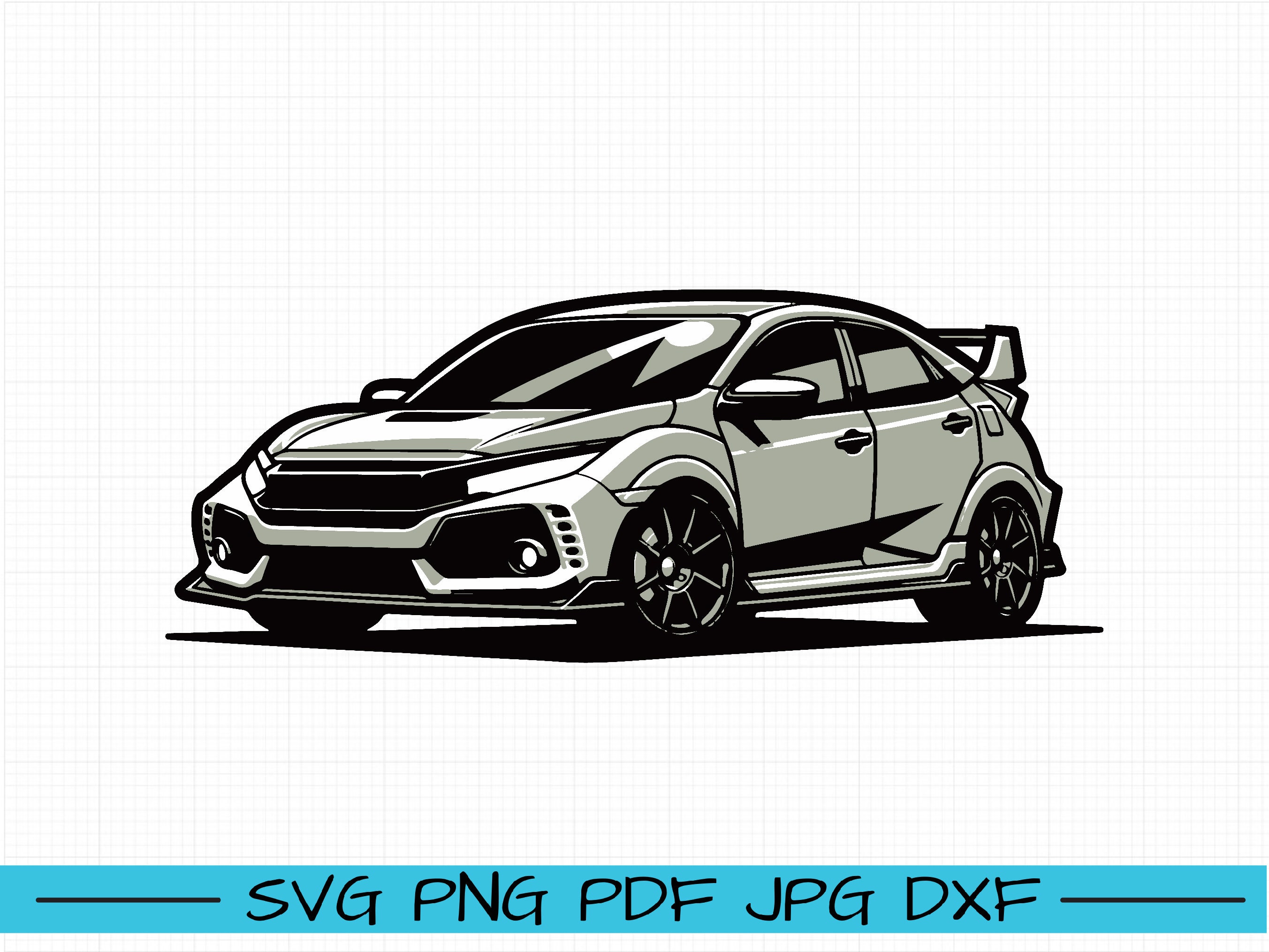 Honda Civic Type-R SVG, Vector de dibujos animados, Arte, Silueta ...