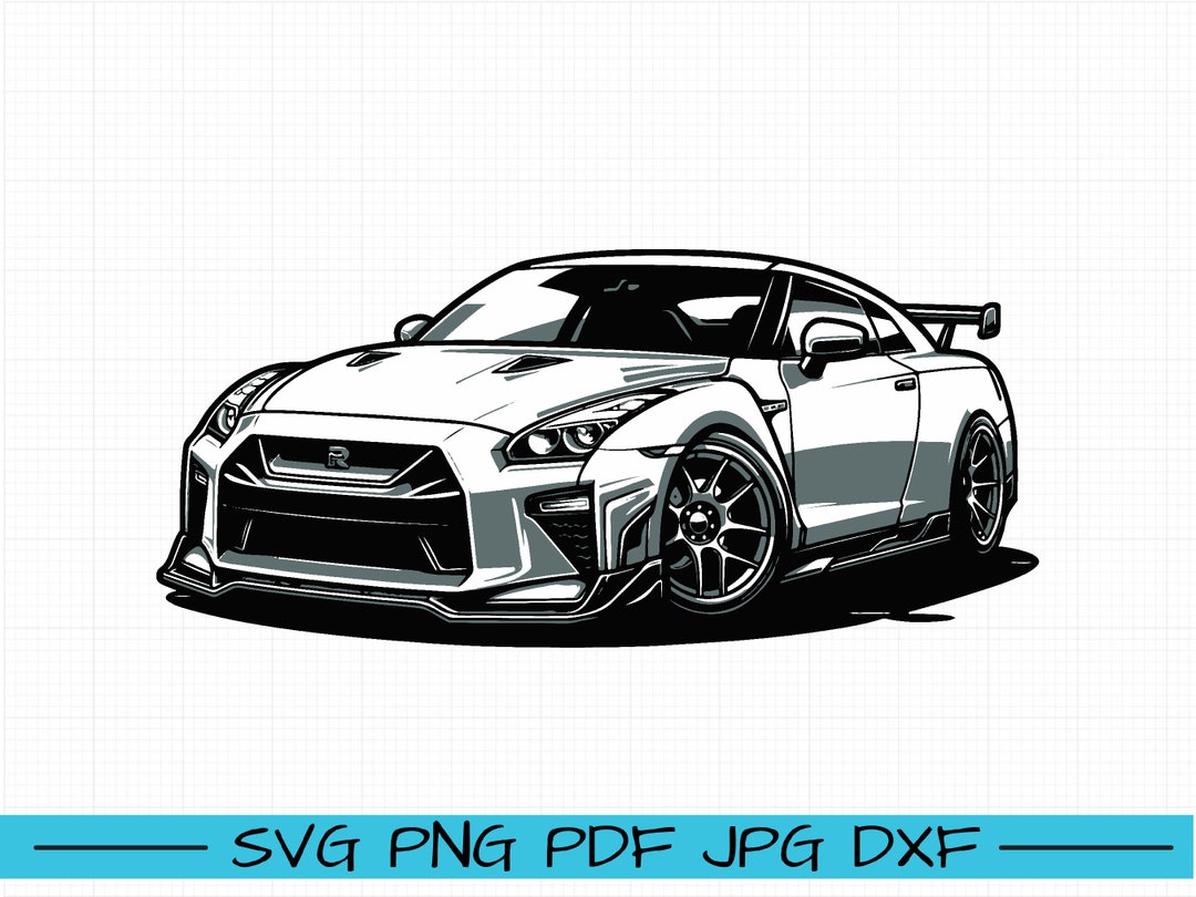 Nissan GTR SVG, Cartoon Vector, Art, Silhouette - Etsy