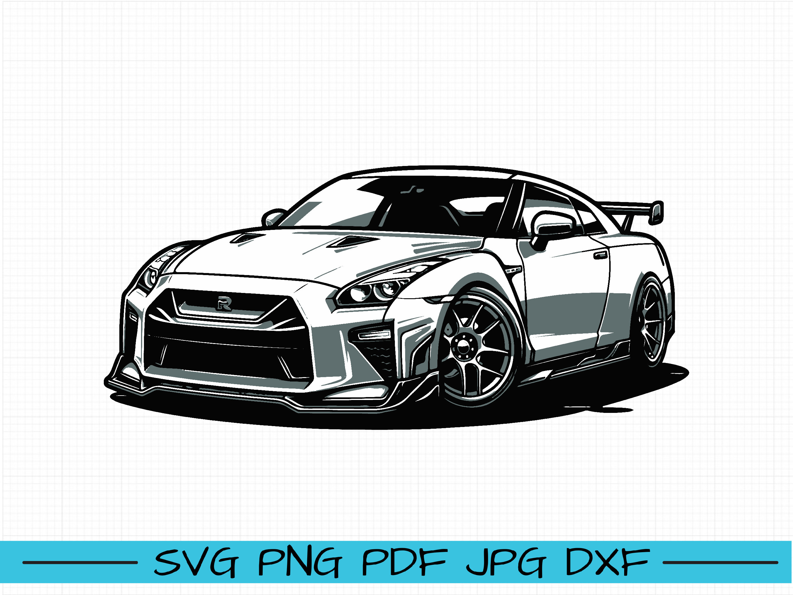 Nissan GTR SVG, Cartoon Vector, Art, Silhouette - Etsy