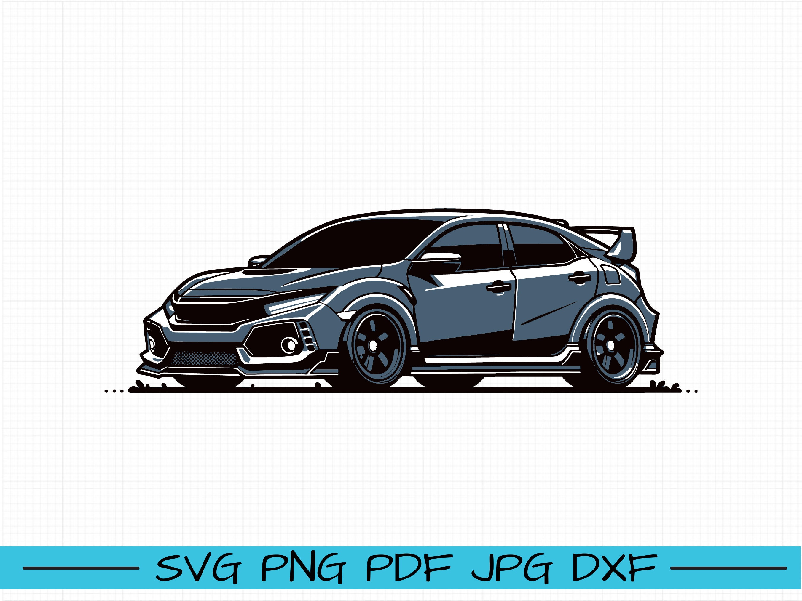 Honda Civic Type-R SVG, Vector de dibujos animados, Arte, Silueta - Etsy España