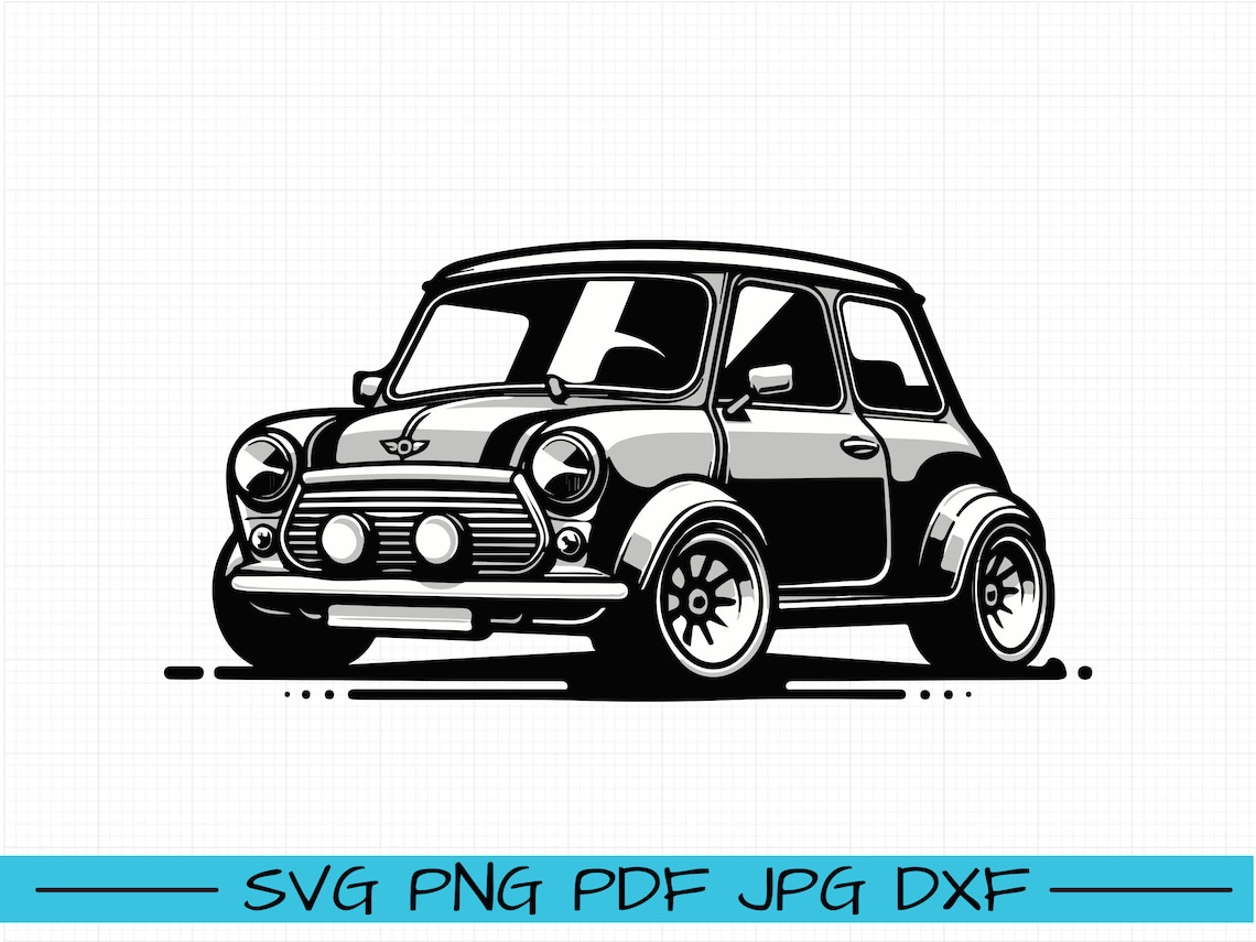 Classic Mini Cooper SVG, Cartoon Vector, Art, Silhouette - Etsy UK