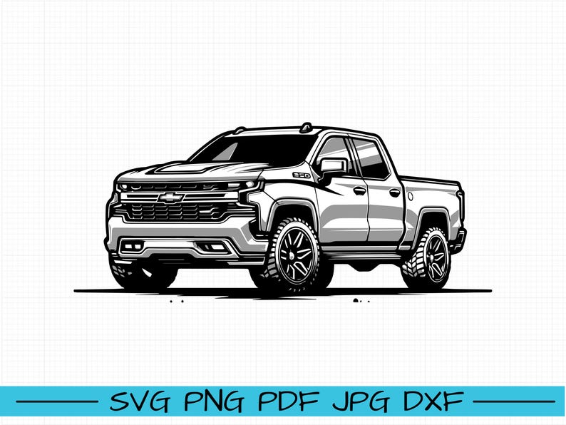 Chevy K-1500 Pickup Truck SVG, Cartoon Vector, Art, Silhouette - Etsy