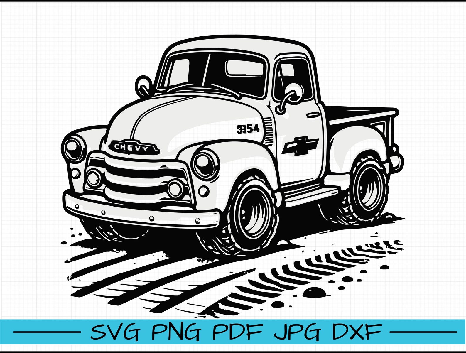 Chevy 3100 1954 SVG, Cartoon Vector, Art, Silhouette - Etsy